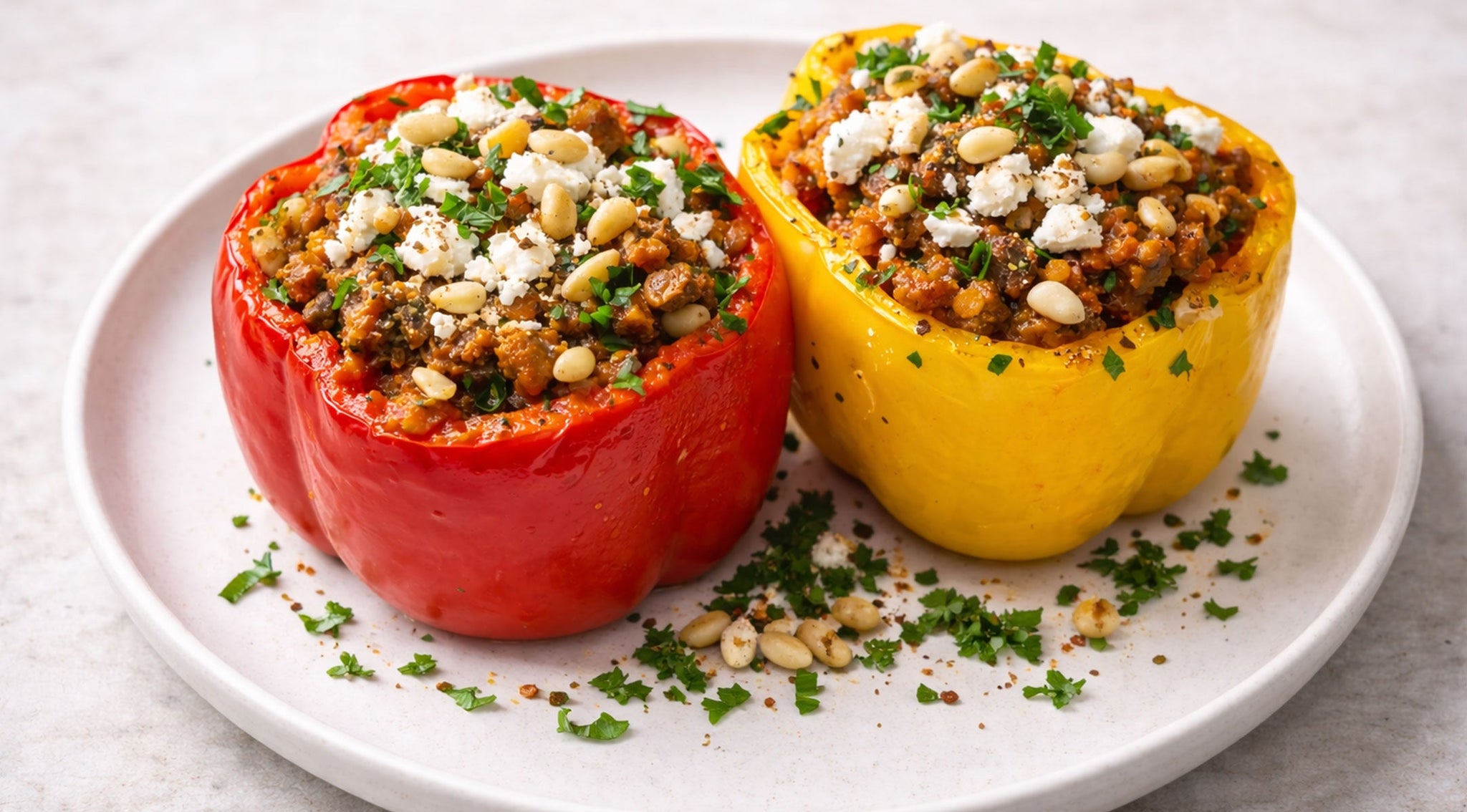 Recipe: Stuffed peppers with minced meat & feta | Fissler