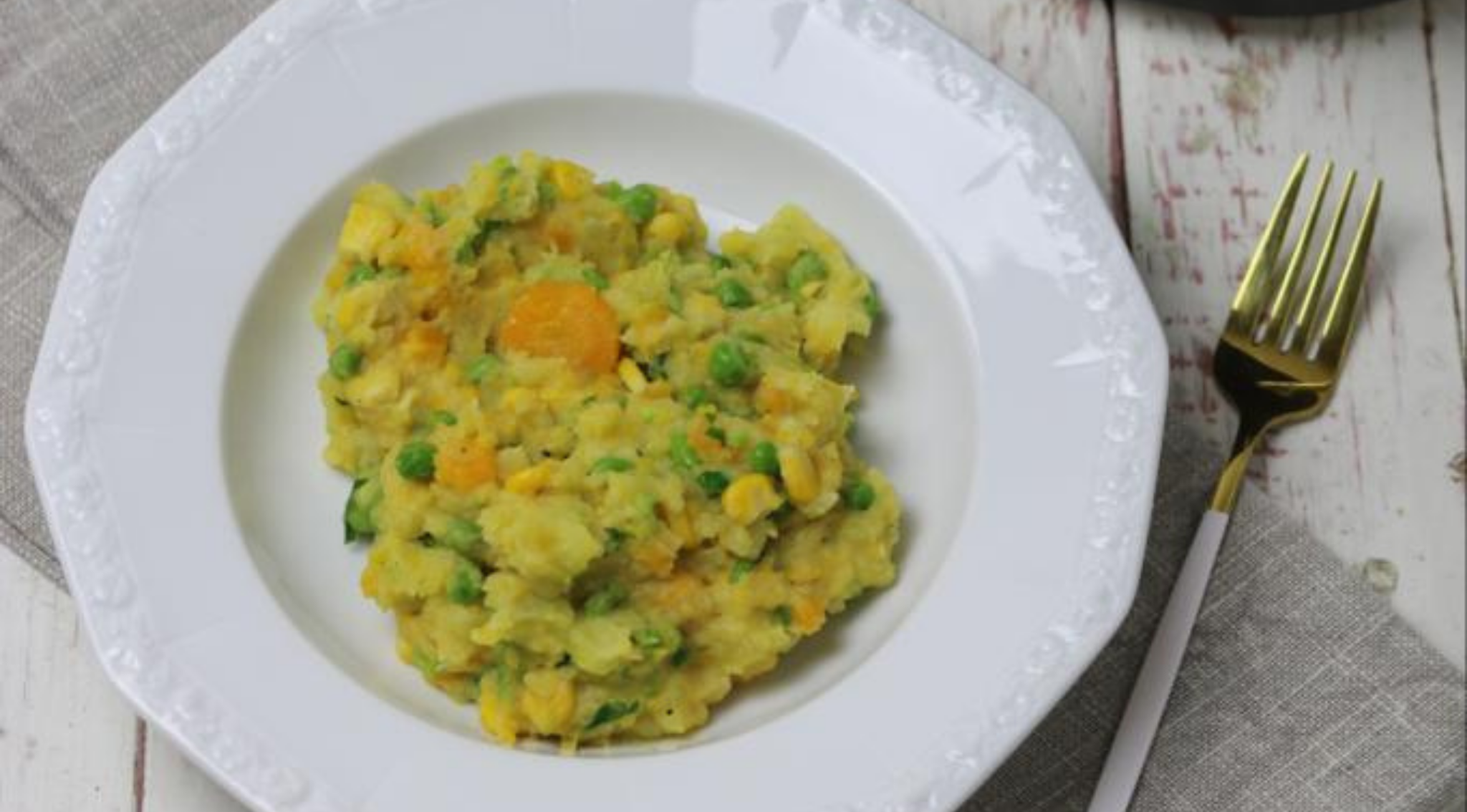 Recipe: Vegetable mash with peas, carrots & corn | Fissler